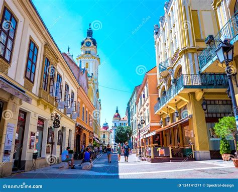 A Walking Street In The Downtown In Pecs Hungary Editorial Photo