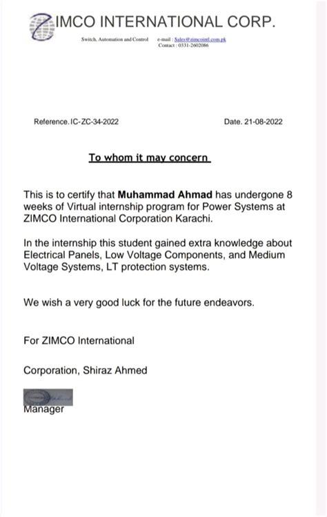 Muhammad Ahmad On Linkedin Zimco Internship Leadership Experience