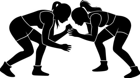 Female Wrestlers In Action Silhouette 56278013 Vector Art At Vecteezy