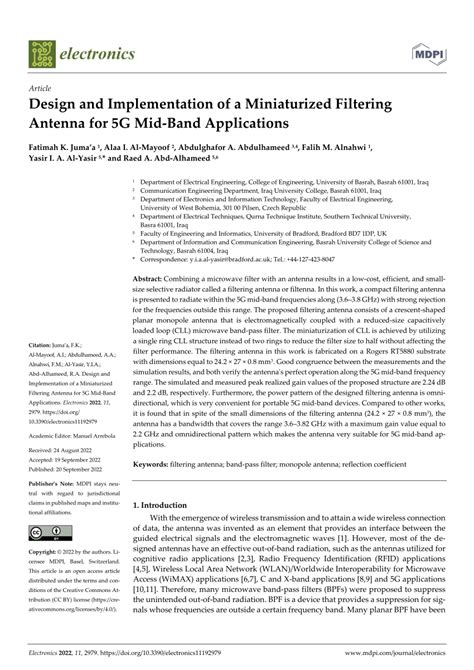Pdf Design And Implementation Of A Miniaturized Filtering Antenna For