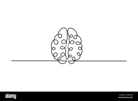 Human Brain Continuous One Line Drawing Of Minimalist Outline Vector