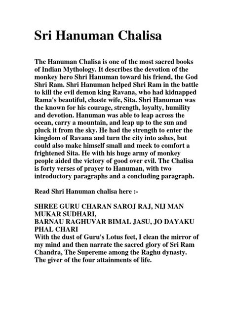 Hanuman Chalisa Lyrics In English Pdf Worksheets Library