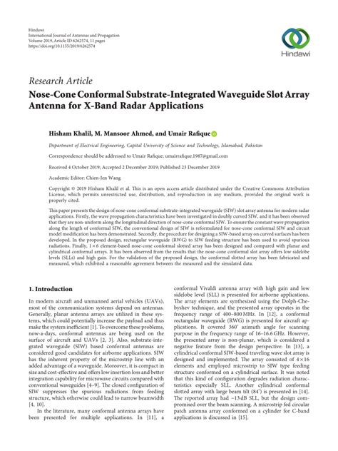 Pdf Nose Cone Conformal Substrate Integrated Waveguide Slot Array Antenna For X Band Radar