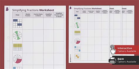 Simplifying Fractions Worksheet Teacher Made Twinkl