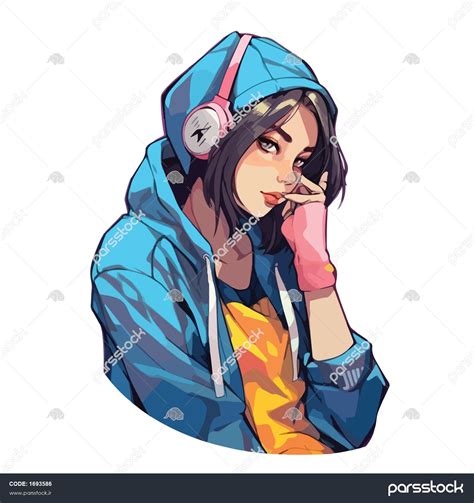 طرح تصویر برداری شخصیت به سبک انیمه دختر جوان کارتون مانگا انیمه دختر مو صورت طرح تصویر وکتور