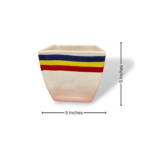 Handpainted Square Ceramic Pots 5x5 Inches For Sale