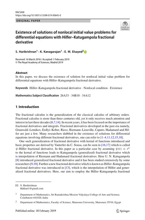 Pdf Existence Of Solutions Of Nonlocal Initial Value Problems For Differential Equations With