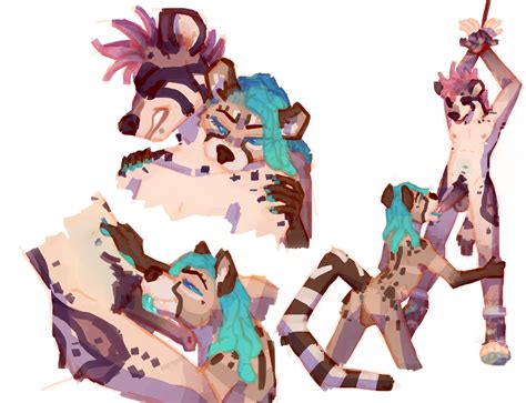 Rule 34 Alex Twomornings Anthro Arms Tied Bite Bound Dreadlocks Duo