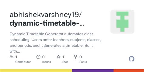Github Abhishekvarshney19dynamic Timetable Generator Dynamic