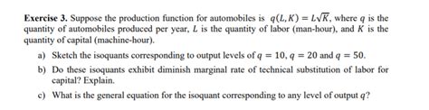 Solved Exercise 3 Suppose The Production Function For