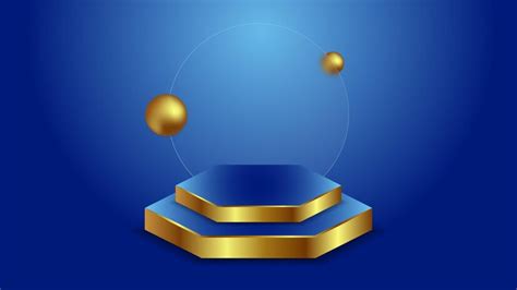 파란색과 금색 3d 포디움 제품 디스플레이 유리모형 효과 고급 추상적 배경 프리미엄 벡터