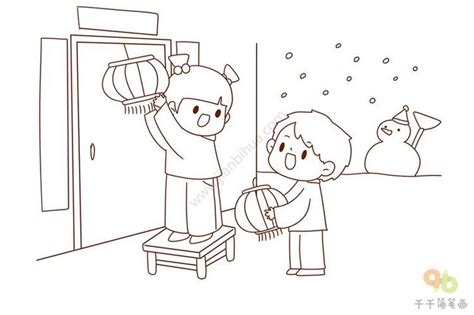 小孩子提灯笼的简笔画图文怎么画（推荐14张） 简笔画图片大全