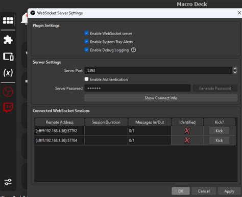 In Obs It Looks Like Connected But In Macro Deck App Its Not Connected