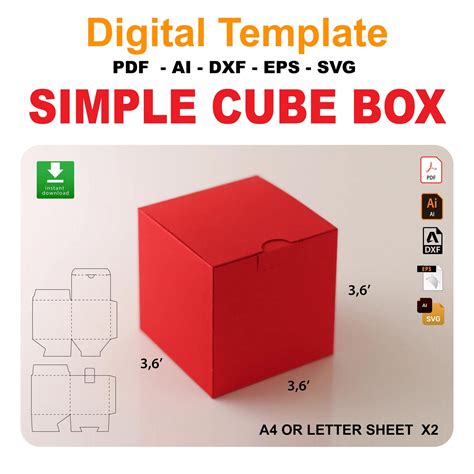 Cube Box Svg Template Square Box Template T Box Cricut Cut Files Silhouette Cut Files