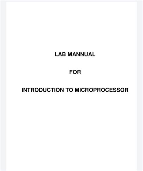 introduction to microprocessor lab manual lab manual for introduction