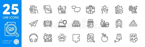 Outline Icons Set Warning Briefcase Loan Percent And 24h Service Icons For Website App