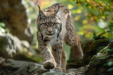 Premium Ai Image A Lynx In A Stealthy Prowling Stance