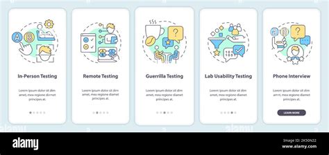 Methods For Usability Testing Onboarding Mobile App Screen Stock Vector