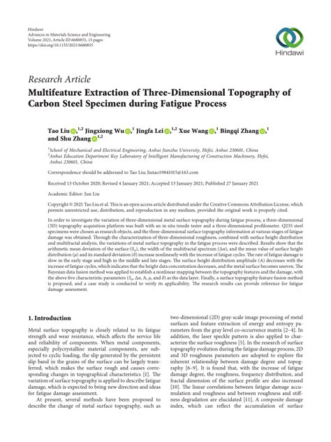 pdf multifeature extraction of three dimensional topography of carbon