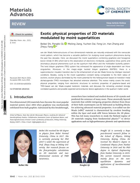 Pdf Exotic Physical Properties Of 2d Materials Modulated By Moiré Superlattices
