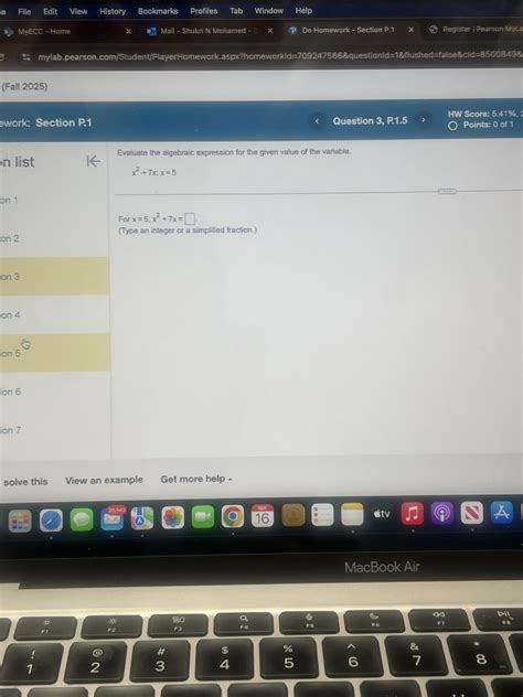 Evaluate The Algebraic Expression For The Given Value Of The Variable X