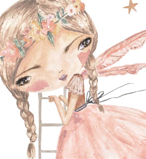 Pipphee Peach Princess Moon Ladder Art Print Pipandpheeau