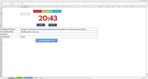 Excel Pomodoro Tracker Track Your Pomodoro Cycles Easily Etsy
