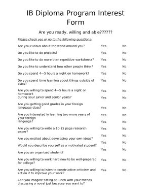 IB Diploma Program Interest Doc Template PdfFiller