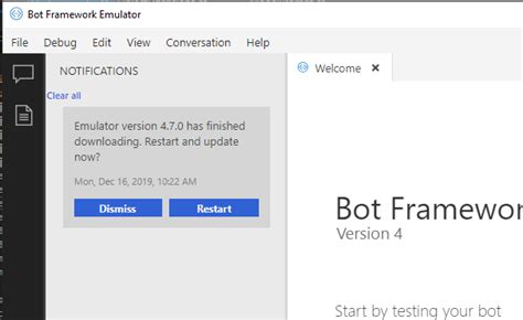 update is not updating the application · issue 2024 · microsoft botframework emulator · github