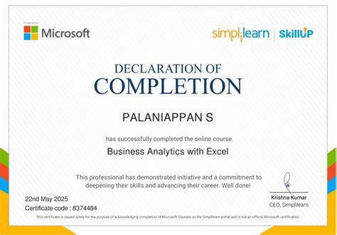 Businessanalytics Excel Datadriven Continuouslearning Skillup… Palaniappan S