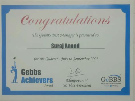 I Consider Myself Fortunate And Extend My Heart Felt Gratitude For The Award Presented By Gebbs