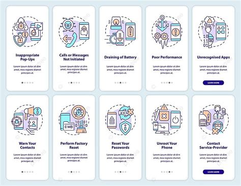 Mobile App Screens For Onboarding Against Smartphone Hacking Attack