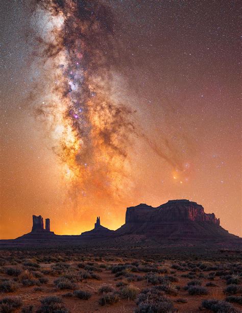 Night Monument Valley Arizona Starry Night Sky Over Monument Valley
