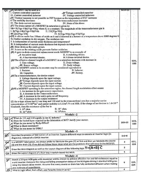 Vlsi Cat2 Solved Pdf Mosfet Field Effect Transistor