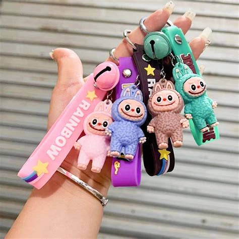Pop Mart Labubu The Monsters Vinyl Plush Doll Keychain Etciting Macaron Series Figure Toy