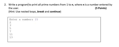 SOLVED Write A Program To Print All Prime Numbers From 1 To N Where N