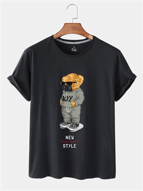 100 코튼 스포츠 곰 프린트 O넥 반팔 티셔츠 유니섹스 캐주얼 반팔 오버사이즈 티셔츠 탑 2021 여름티셔츠 Aliexpress