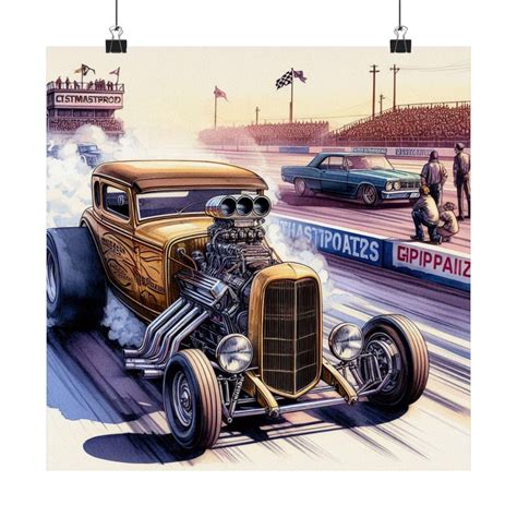 1932 Ford Hot Rod Watercolor Artwork Satin Posters 210gsm T For Dad