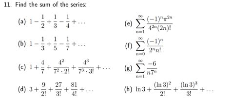 solved 11 find the sum of the series 1 2 42n 2n 234 e