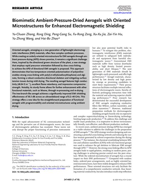 Biomimetic Ambient‐pressure‐dried Aerogels With Oriented