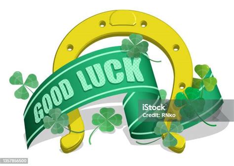 클로버 잎이있는 말용 등도 측정 금속 말굽 문화에서 행운과 행복의 상징 흰색 배경에서 격리된 사실적인 3d 벡터 말에 대한 스톡 벡터 아트 및 기타 이미지 Istock