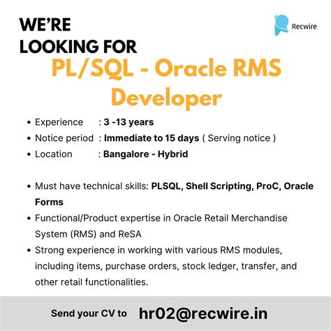 Hiring Oraclerms Plsql Resa Shellscripting Proc Oracleforms