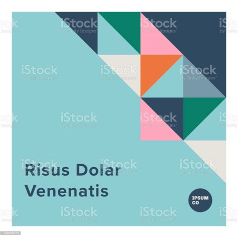 기하학적 삼각형 그래픽이 있는 정사각형 그래픽 디자인 템플릿 Alex System Ipsumco 시리즈 바둑판에 대한 스톡 벡터