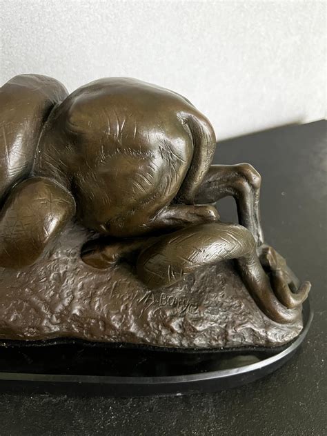 Bronze Python Killing Gnu Sculpture After Antoine Louis Barye For Sale