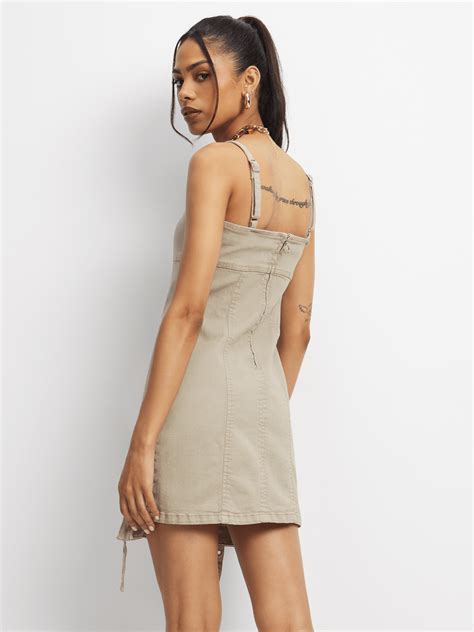 The Fix Womens Stone Bellow Pocket Denim Dress Bash