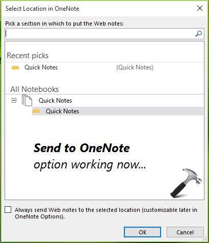 FIX Send To OneNote 2016 From Internet Explorer Not Working
