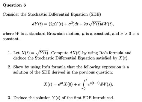 Solved Consider The Stochastic Differential Equation Sde