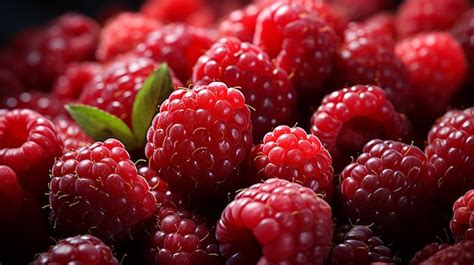 Premium AI Image Fresh Red Raspberry Background