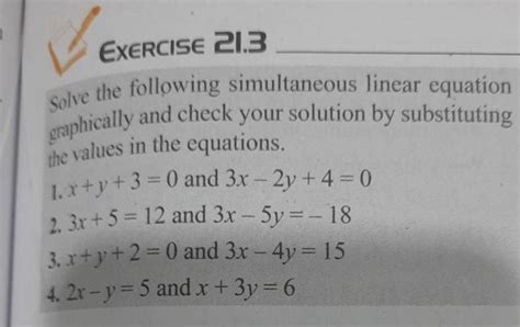 Exercise 2i Jsolve The Following Simultaneous Linear Equation Graphicall