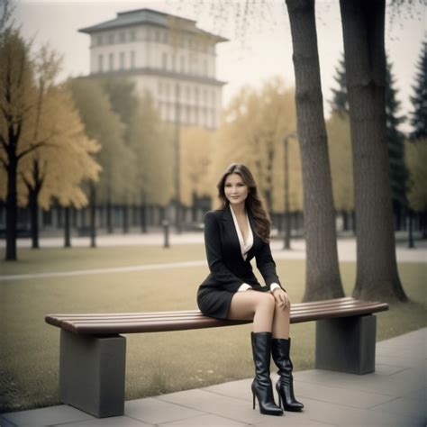 Elegant Siberian Woman On Bench Stable Diffusion Online